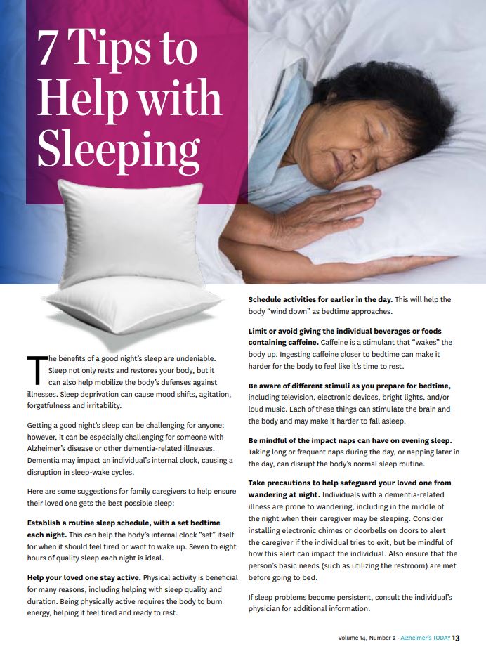 Alzheimer's Foundation of America | 7 Tips to Help With Sleeping
